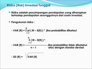Bab 3 risk and return | PPT