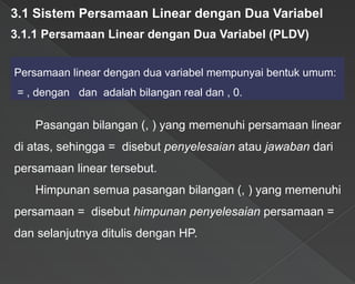 BAB 3 sistem persamaan dan pertidaksamaan linier 2-3 variabel.pptx
