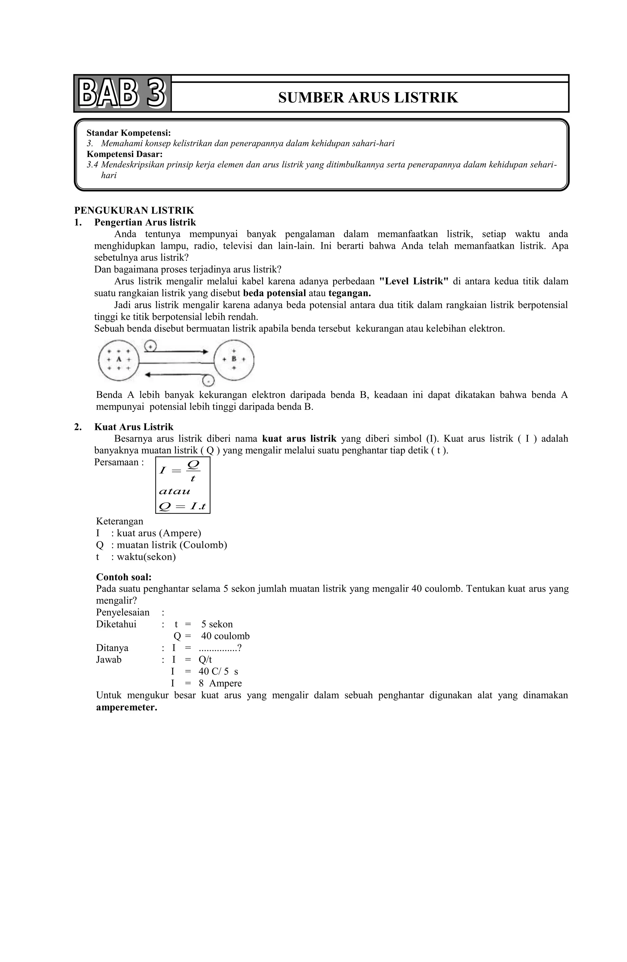 Bab 3 sumber arus listrik | DOCX