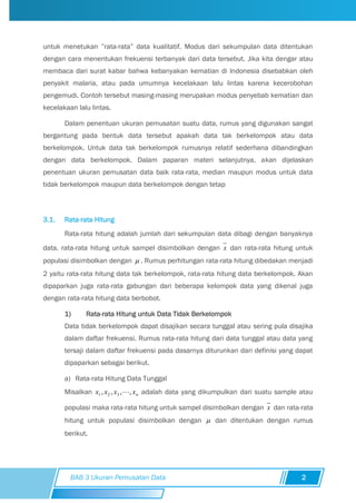 Bab 3 Ukuran Pemusatan.pdf statistika banget | PDF