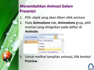 Bab 4 Menambah Animasi, Sound, Dan Movies | PPTX