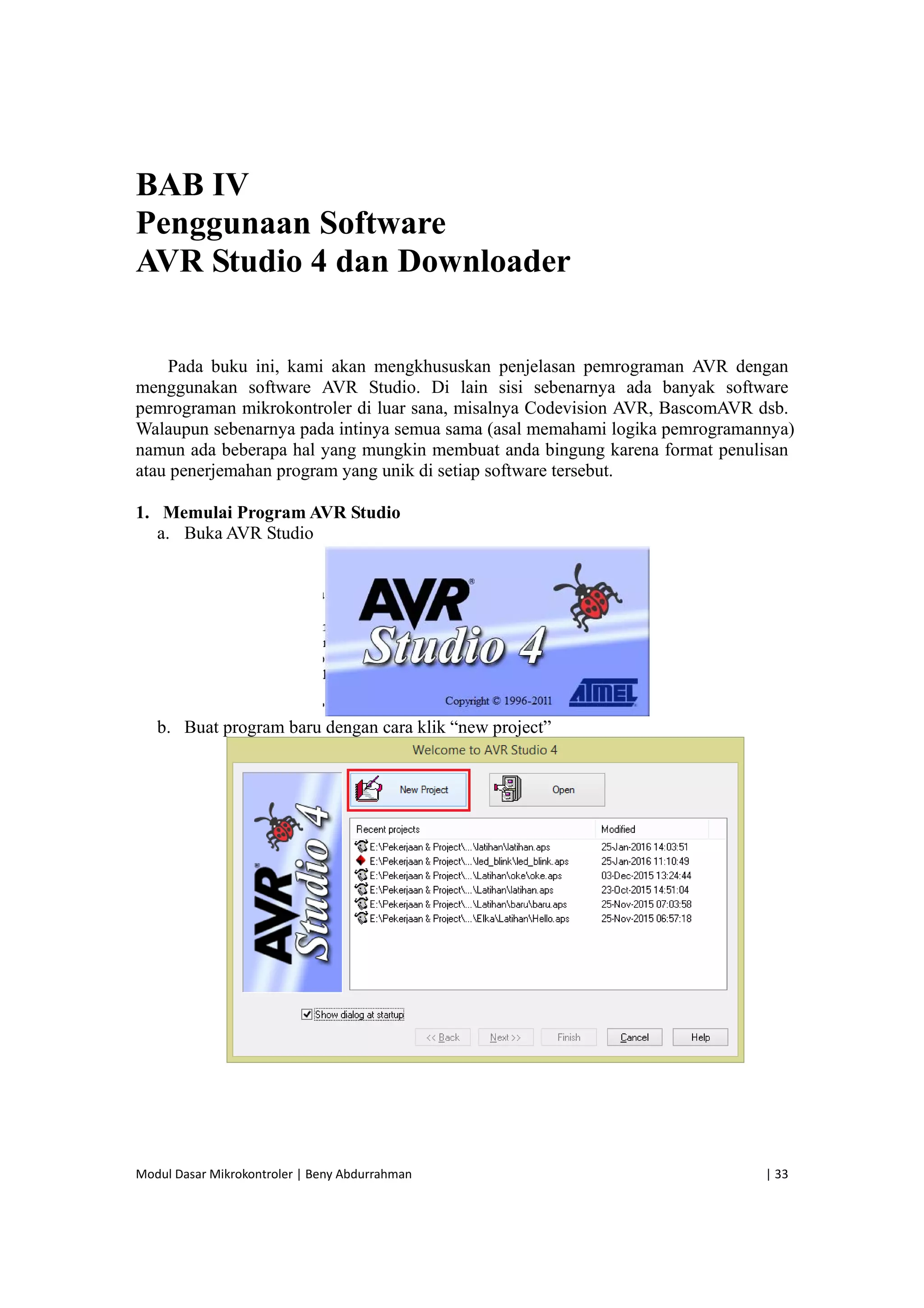 Bab 4. Penggunaan Software AVR Studio 4, Simulasi dan Downloader | PDF