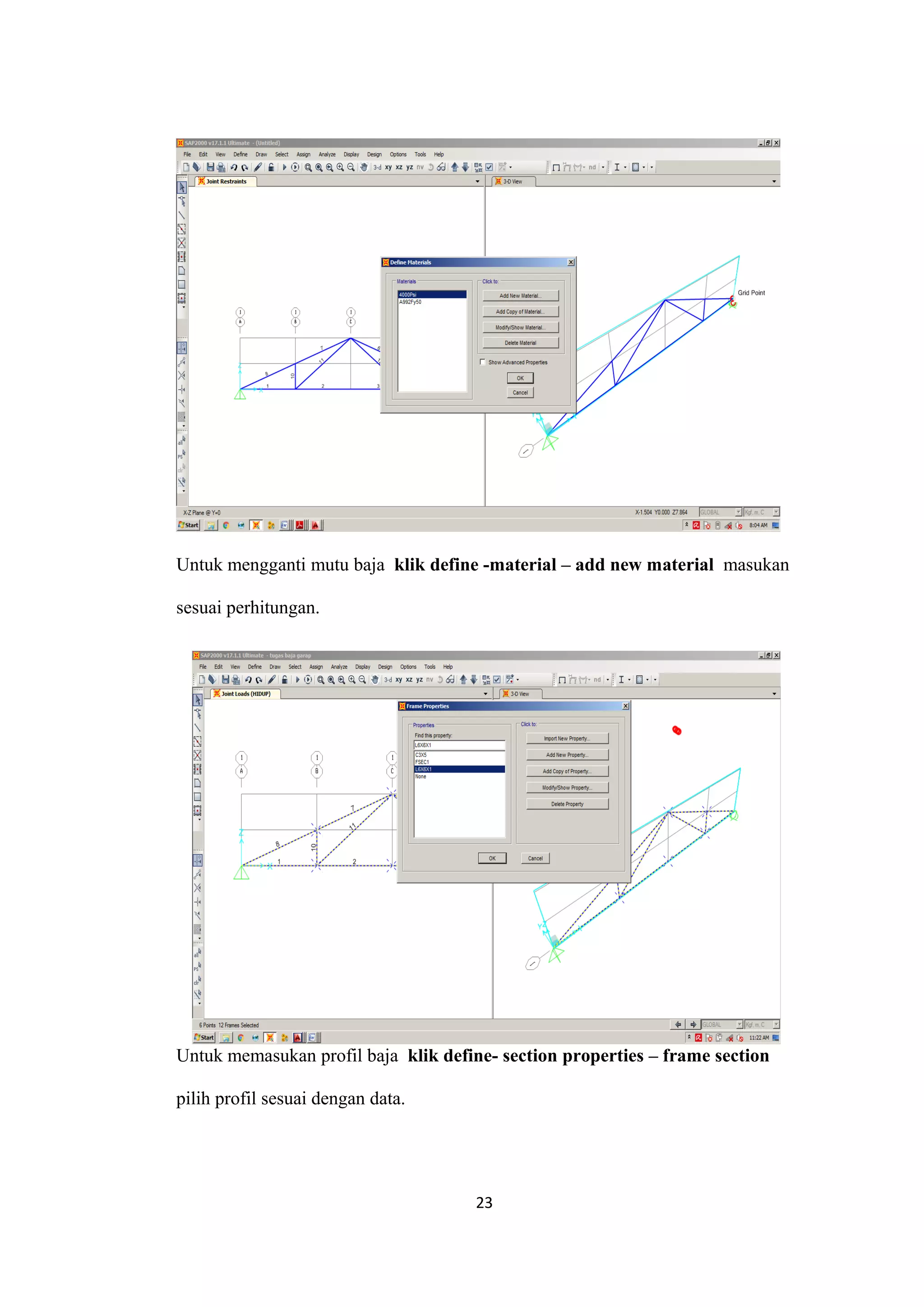Pemodelan Rangka kuda - kuda dengan mengunakan aplikasi Sap 2000 | DOC