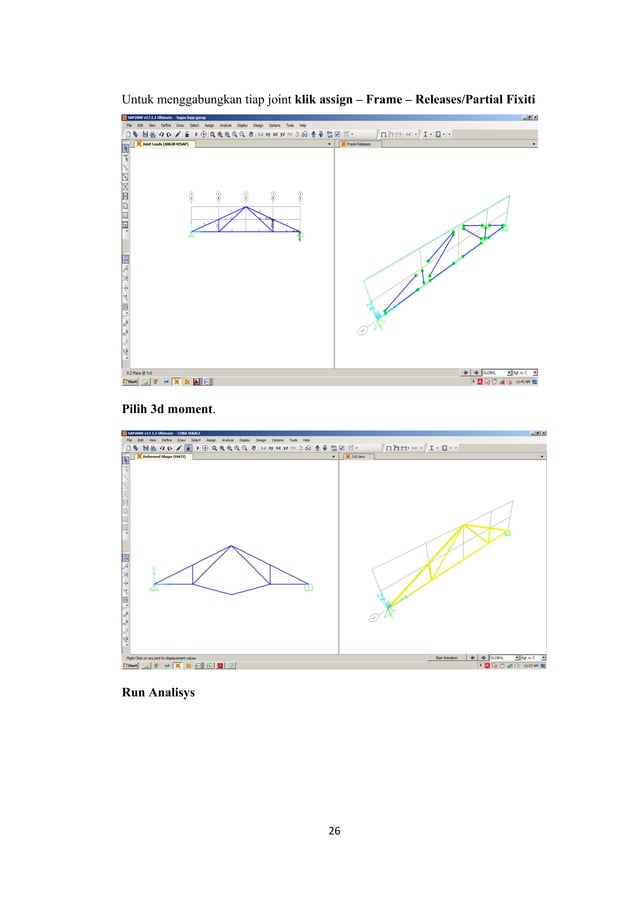 Pemodelan Rangka kuda - kuda dengan mengunakan aplikasi Sap 2000 | DOC