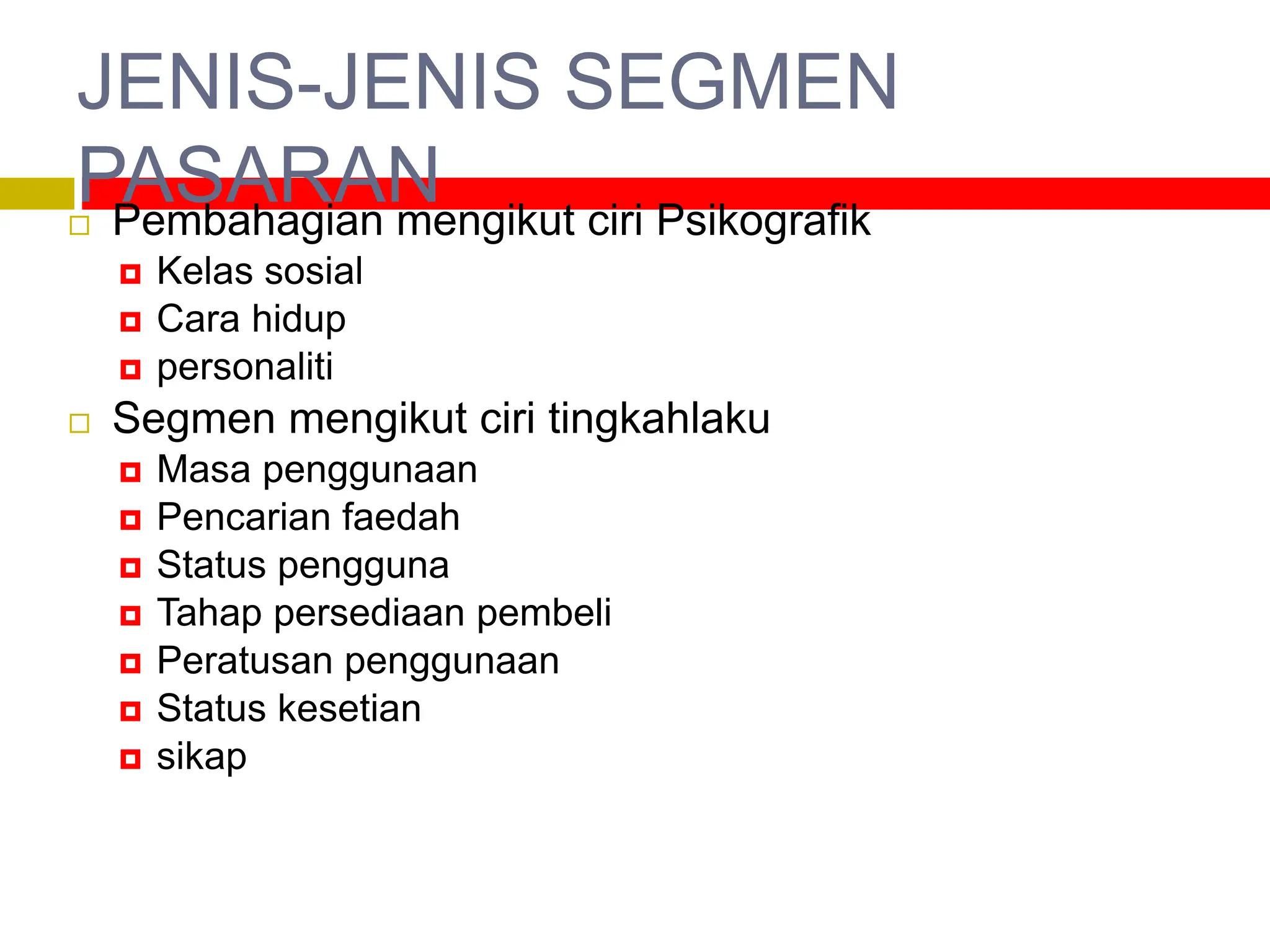 BAB 4 -SASARAN PASARAN DALAM PEMASARAN HOSPITALITI | PPT