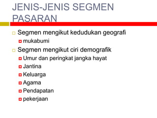 BAB 4 -SASARAN PASARAN DALAM PEMASARAN HOSPITALITI | PPT