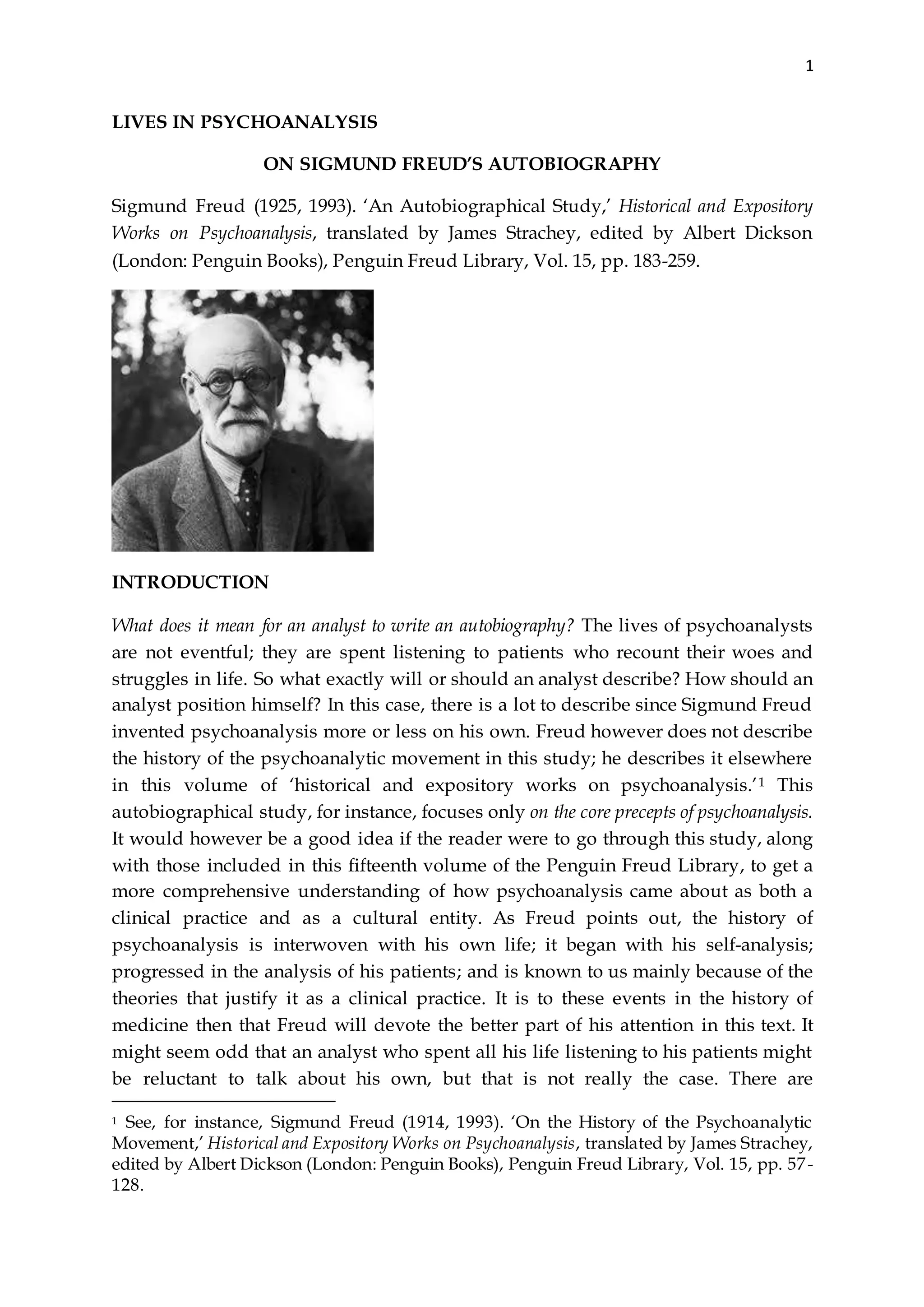 Sigmund Freud's Autobiographical Study | DOCX