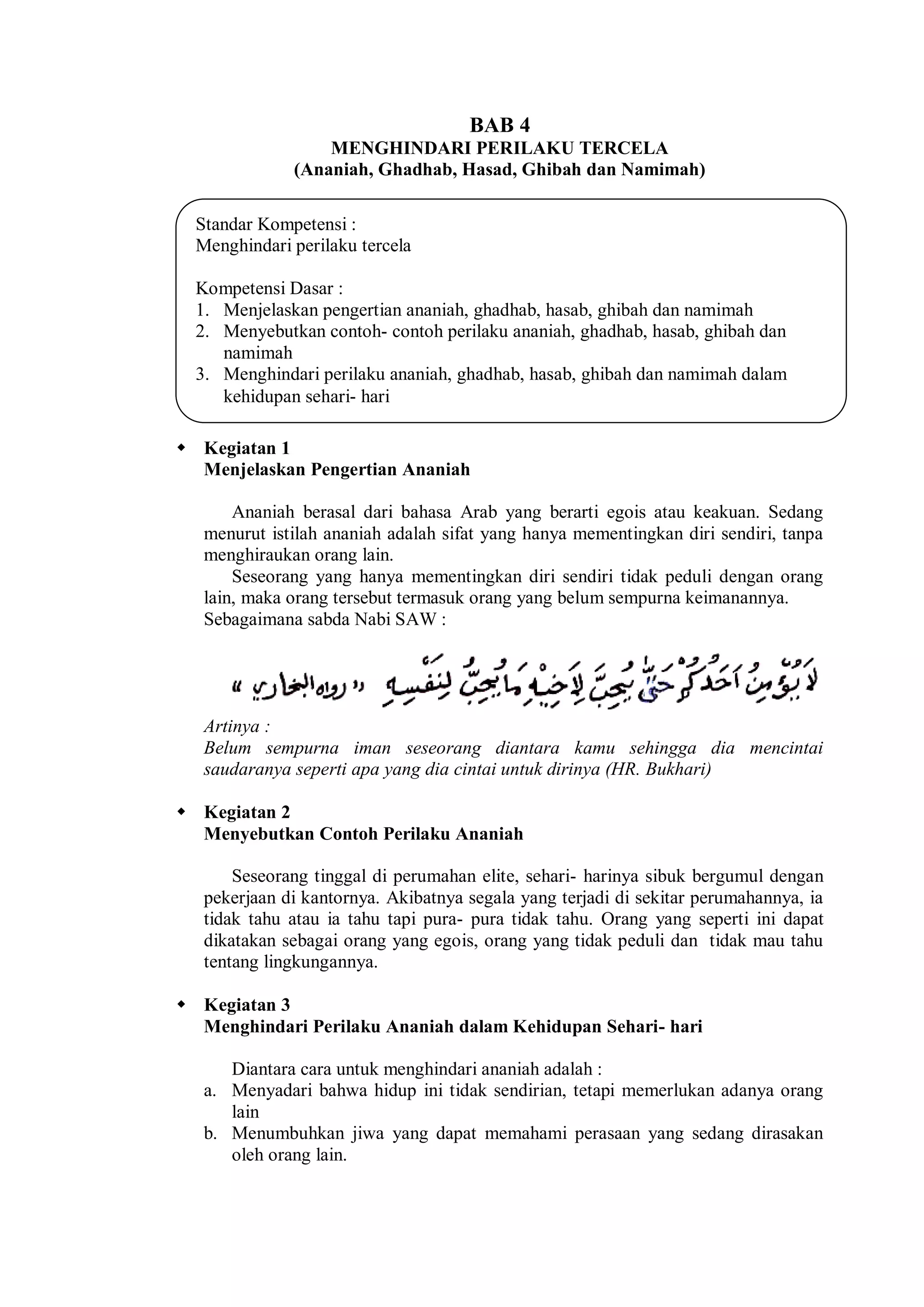 Bab 4 Ananiah, Ghadab, Ghibah, Hasad dan Namimah | PDF