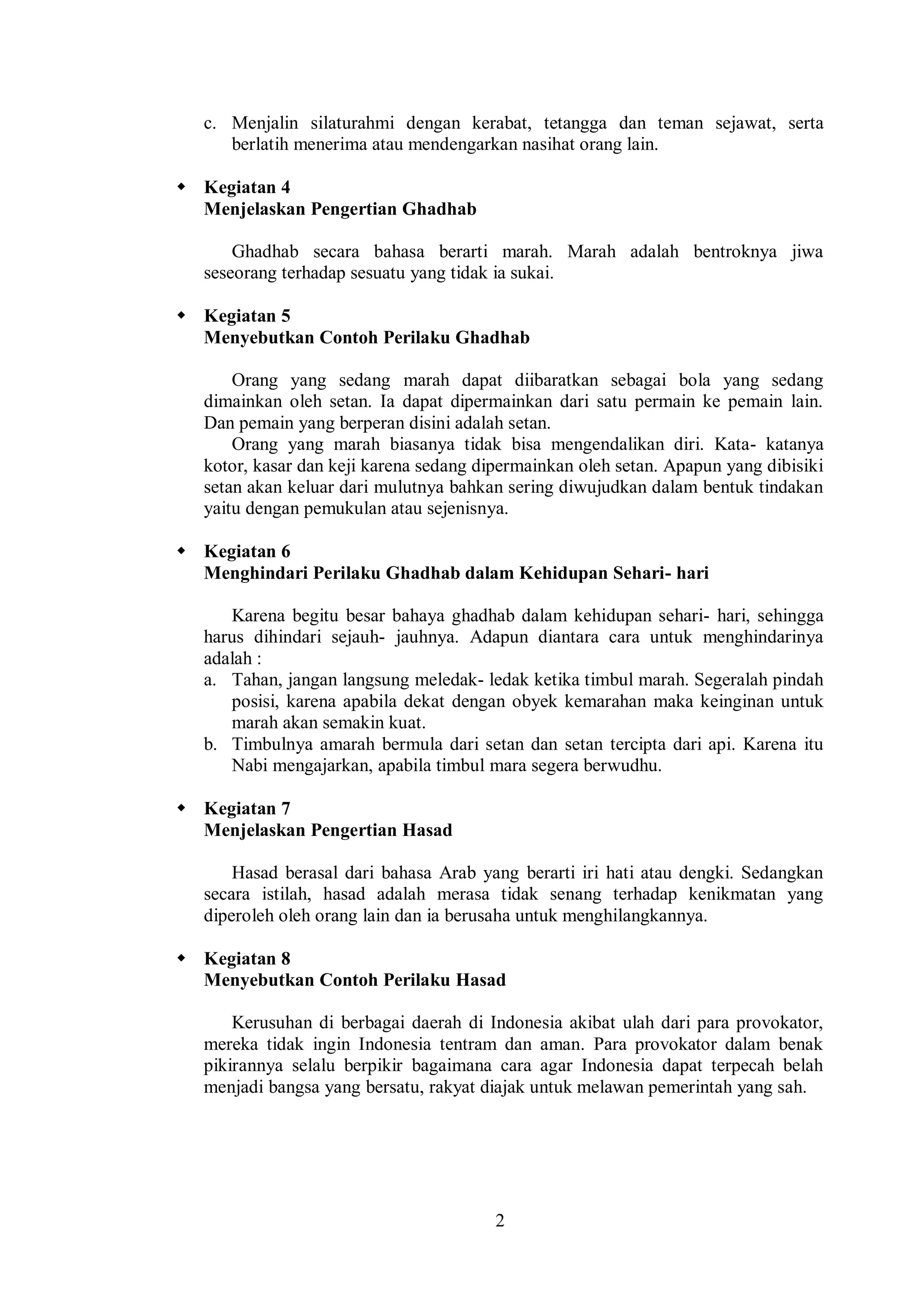 Bab 4 Ananiah, Ghadab, Ghibah, Hasad dan Namimah | PDF