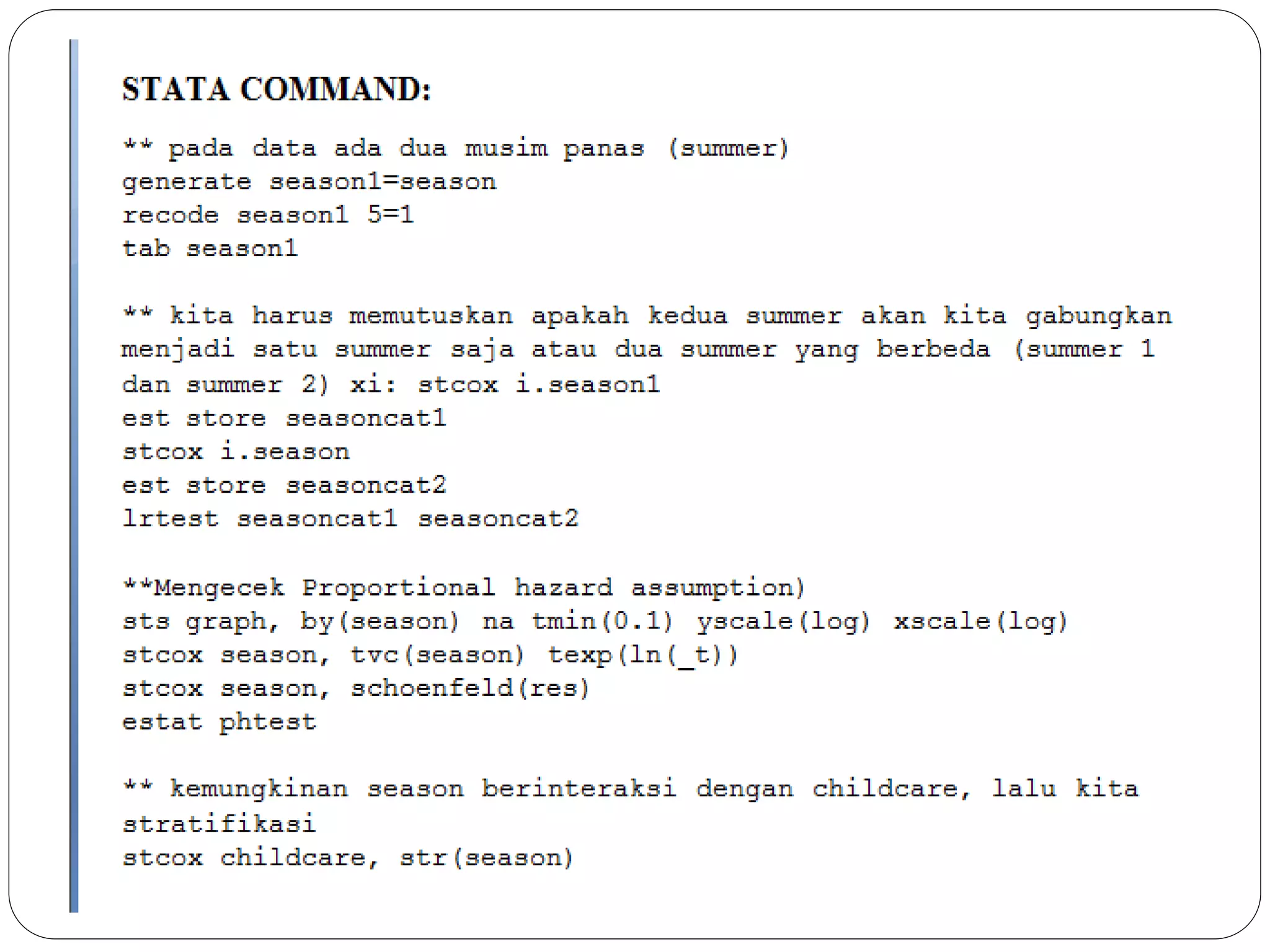 Bab 4 aplikasi stata pada regresi cox (STATA) | PPTX