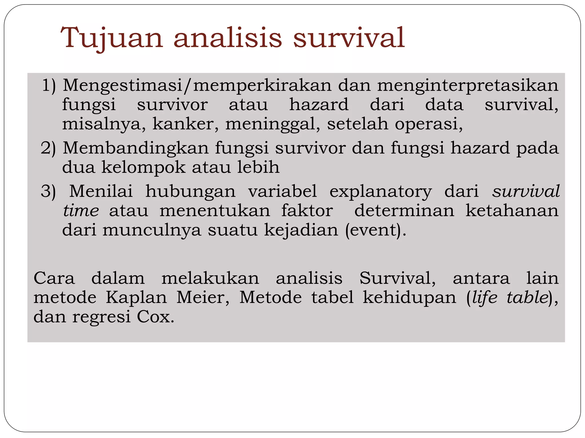 Bab 4 aplikasi stata pada regresi cox (STATA) | PPTX