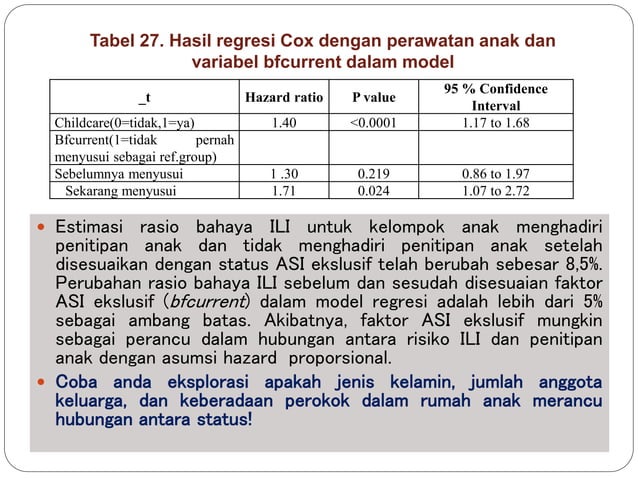 Bab 4 aplikasi stata pada regresi cox (STATA) | PPTX
