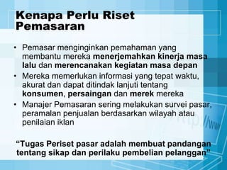 Bab 4 melaksanakan riset pemasaran dan meramalkan permintaan | PPTX