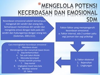 Bab 4 mengelola potensi kecerdasan dan emosional sdm | PPTX