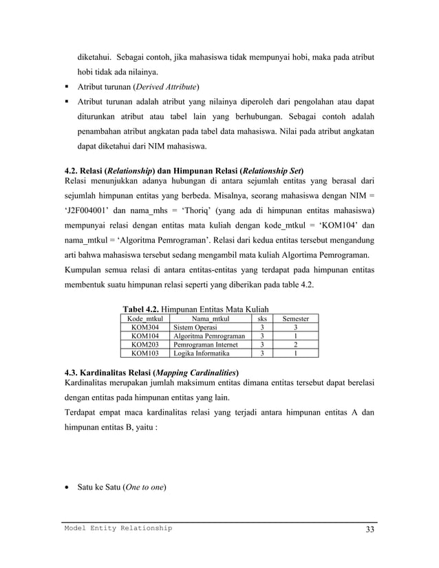 Bab 4. Model Entity Relationship | PDF