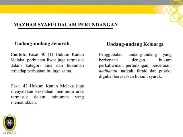 Bab 4 pengaruh mazhab syafie dalam perundangan di Malaysia | PPTX