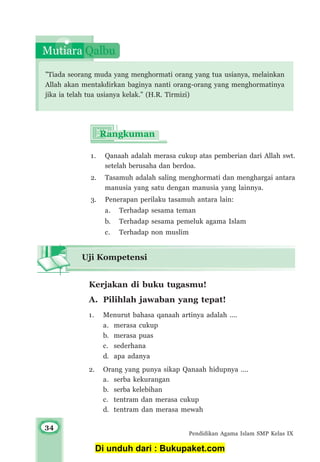 Bab 4 qana'ah dan tasamuh | PDF