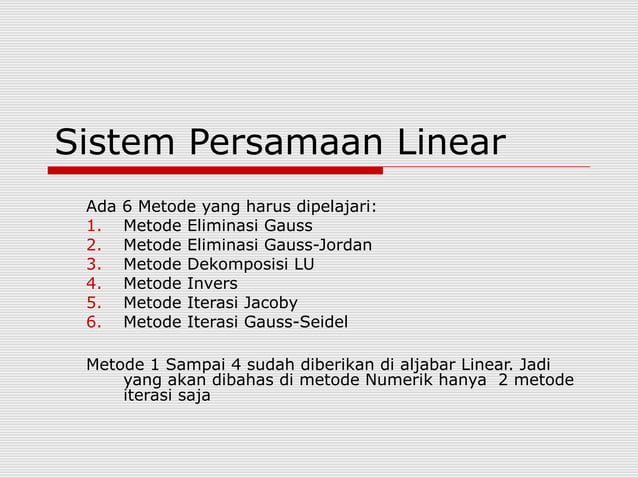 Bab 4 sistem persamaan linear | PPT