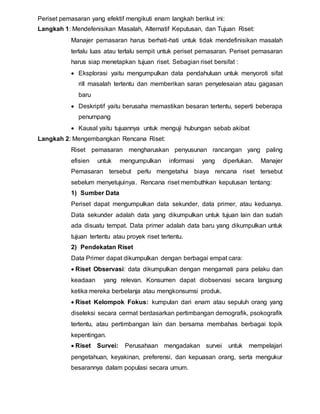 Bab 4 tugas kelompok riset pemasaran dan peramalan permintaan | DOCX