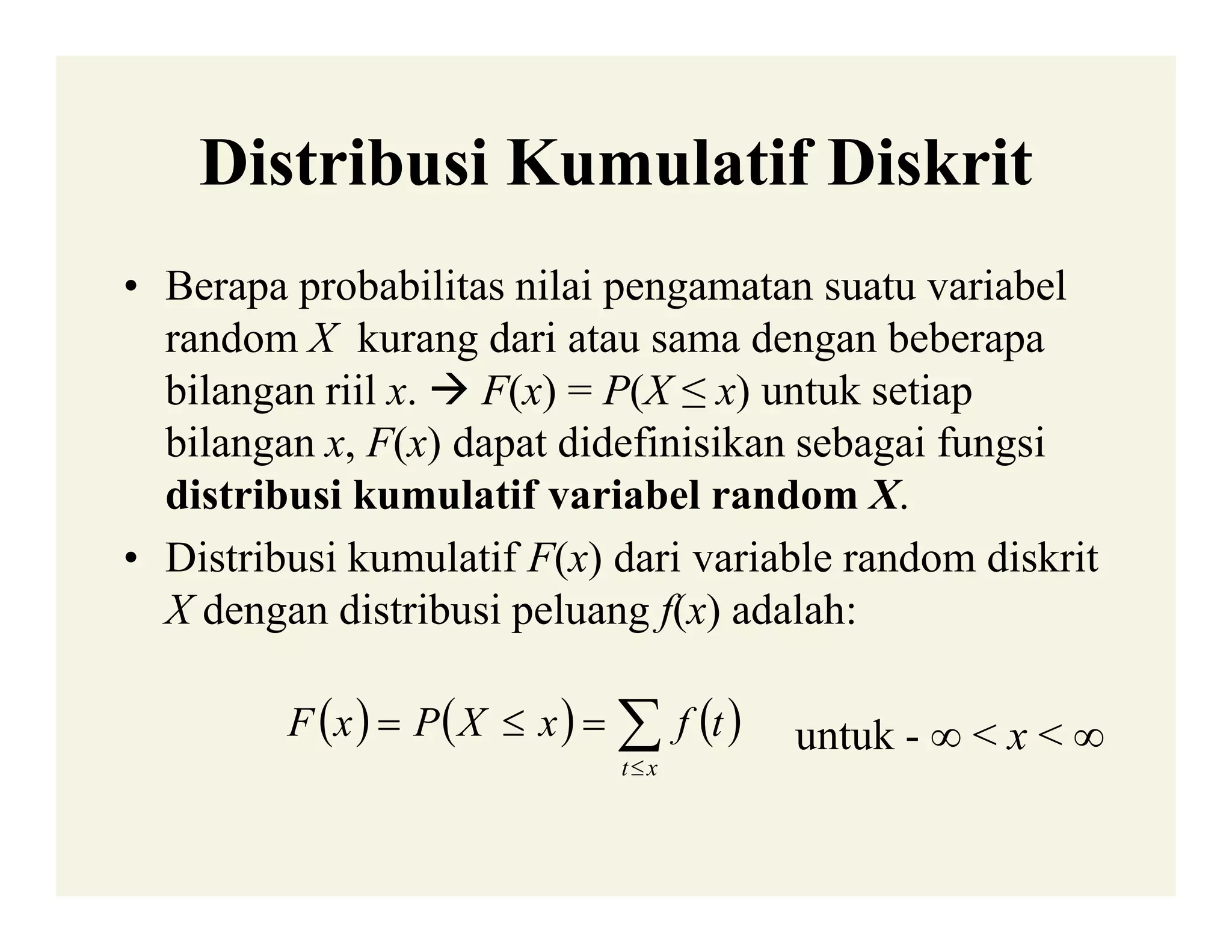 VARIABEL RANDOM & DISTRIBUSI PELUANG | PDF
