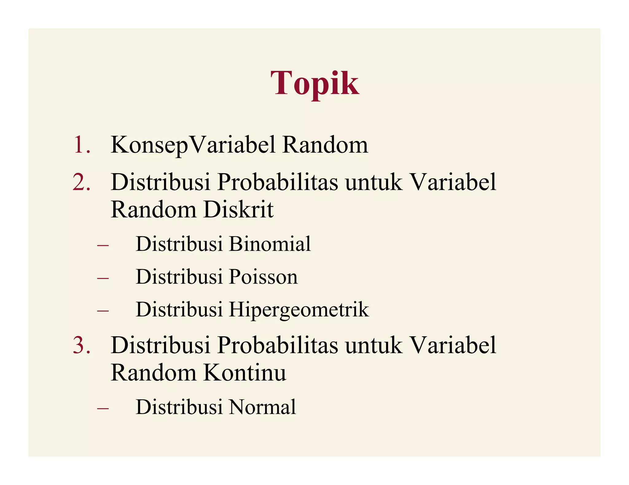 VARIABEL RANDOM & DISTRIBUSI PELUANG | PDF
