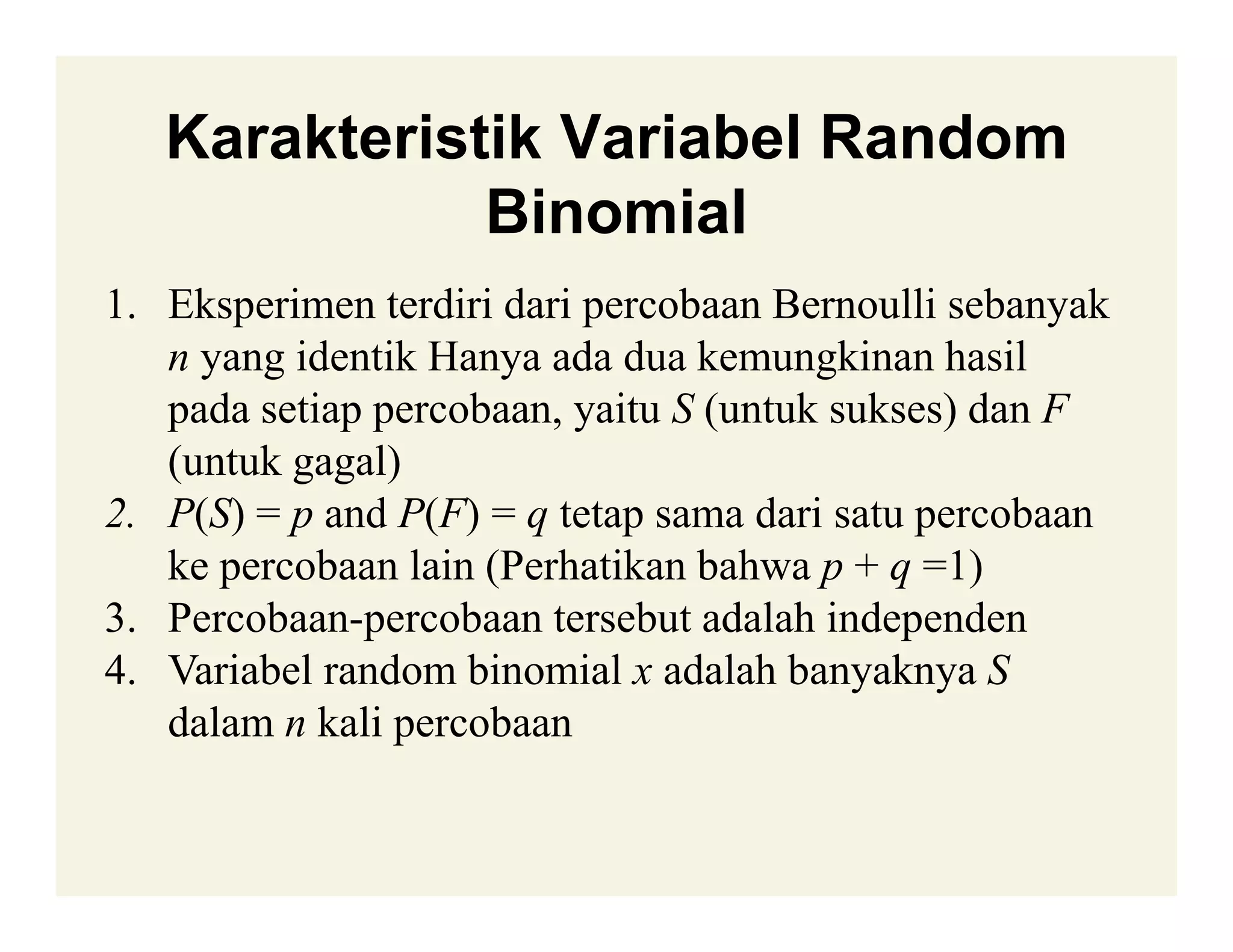 VARIABEL RANDOM & DISTRIBUSI PELUANG | PDF