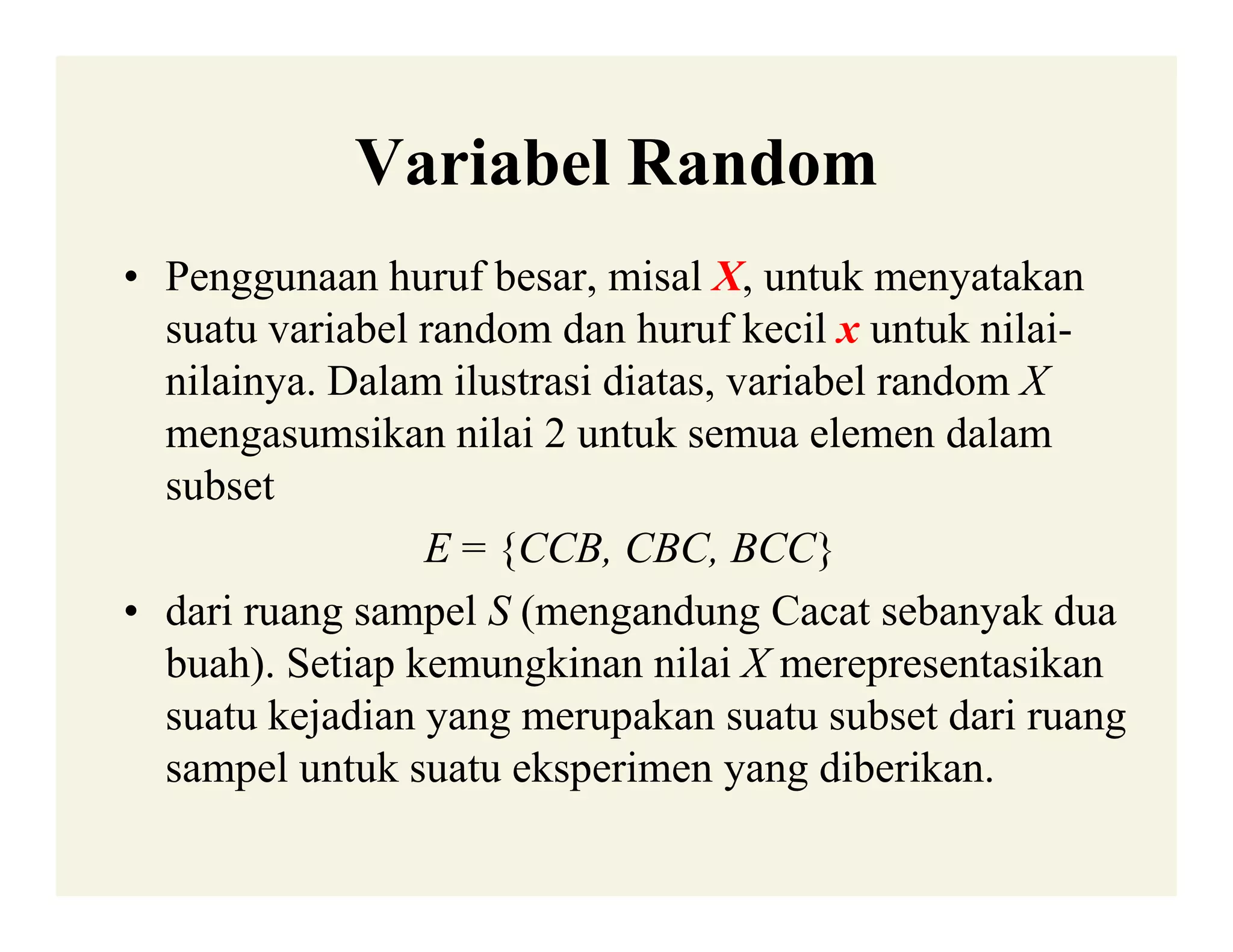 VARIABEL RANDOM & DISTRIBUSI PELUANG | PDF