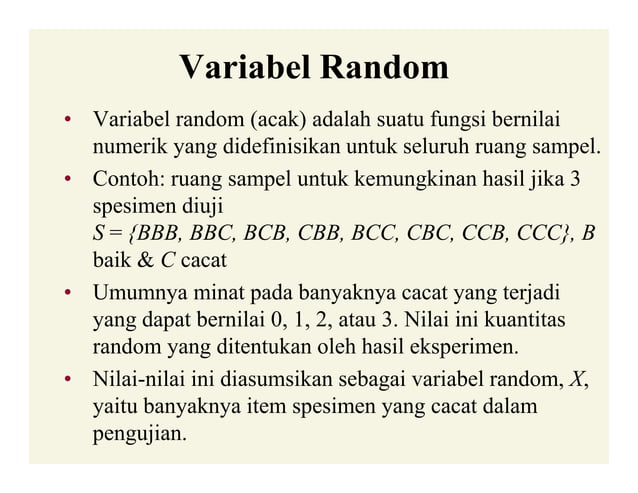 VARIABEL RANDOM & DISTRIBUSI PELUANG | PDF
