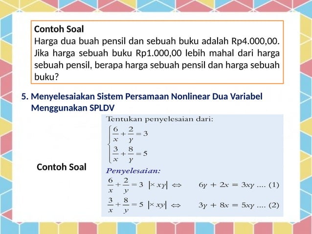 Persamaan linear dua variabel ( SPLDV ) | PPT