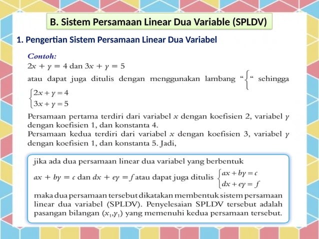 Persamaan linear dua variabel ( SPLDV ) | PPT