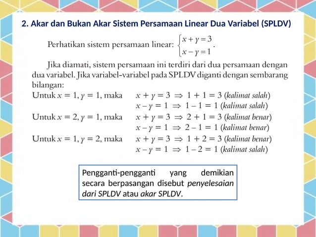 Persamaan linear dua variabel ( SPLDV ) | PPT