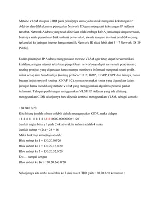 subnetting dan pengaturan IP lokal padan LAN | DOC