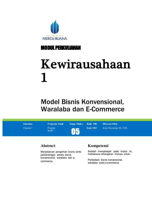 minggu 5 model bisnis konvensional,waralaba,dan E-commerce | PDF