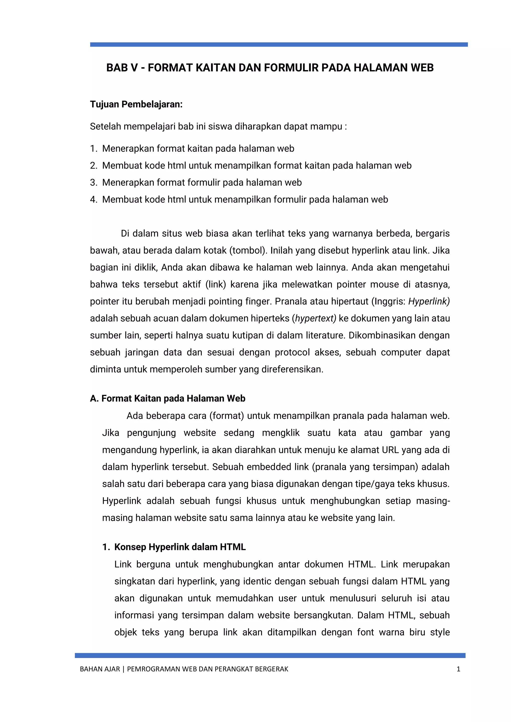 BAB V - FORMAT KAITAN DAN FORMULIR PADA HALAMAN WEB | PDF