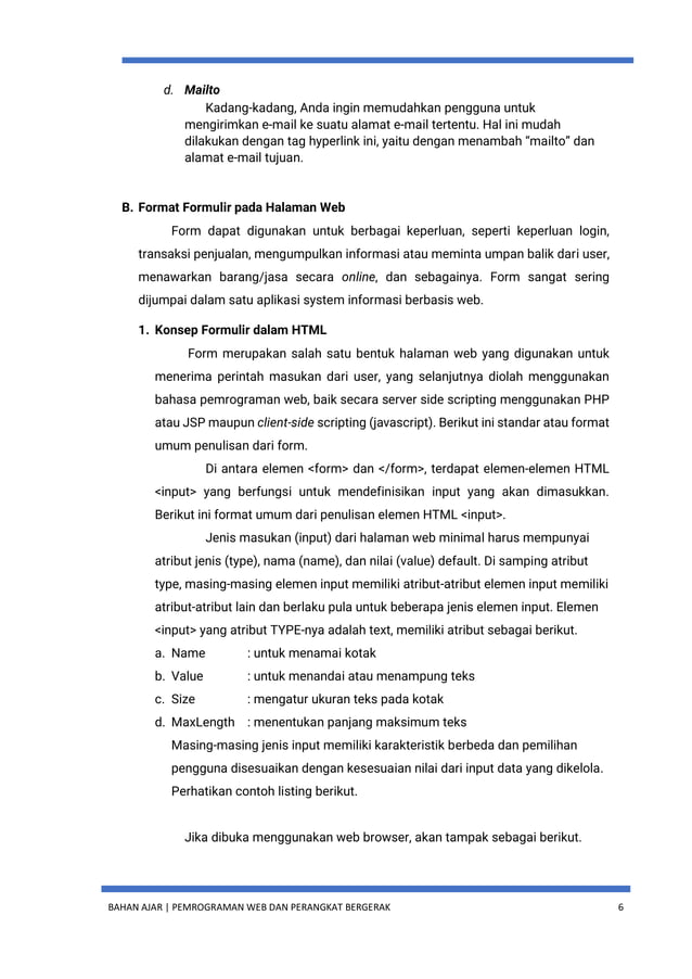 BAB V - FORMAT KAITAN DAN FORMULIR PADA HALAMAN WEB | PDF