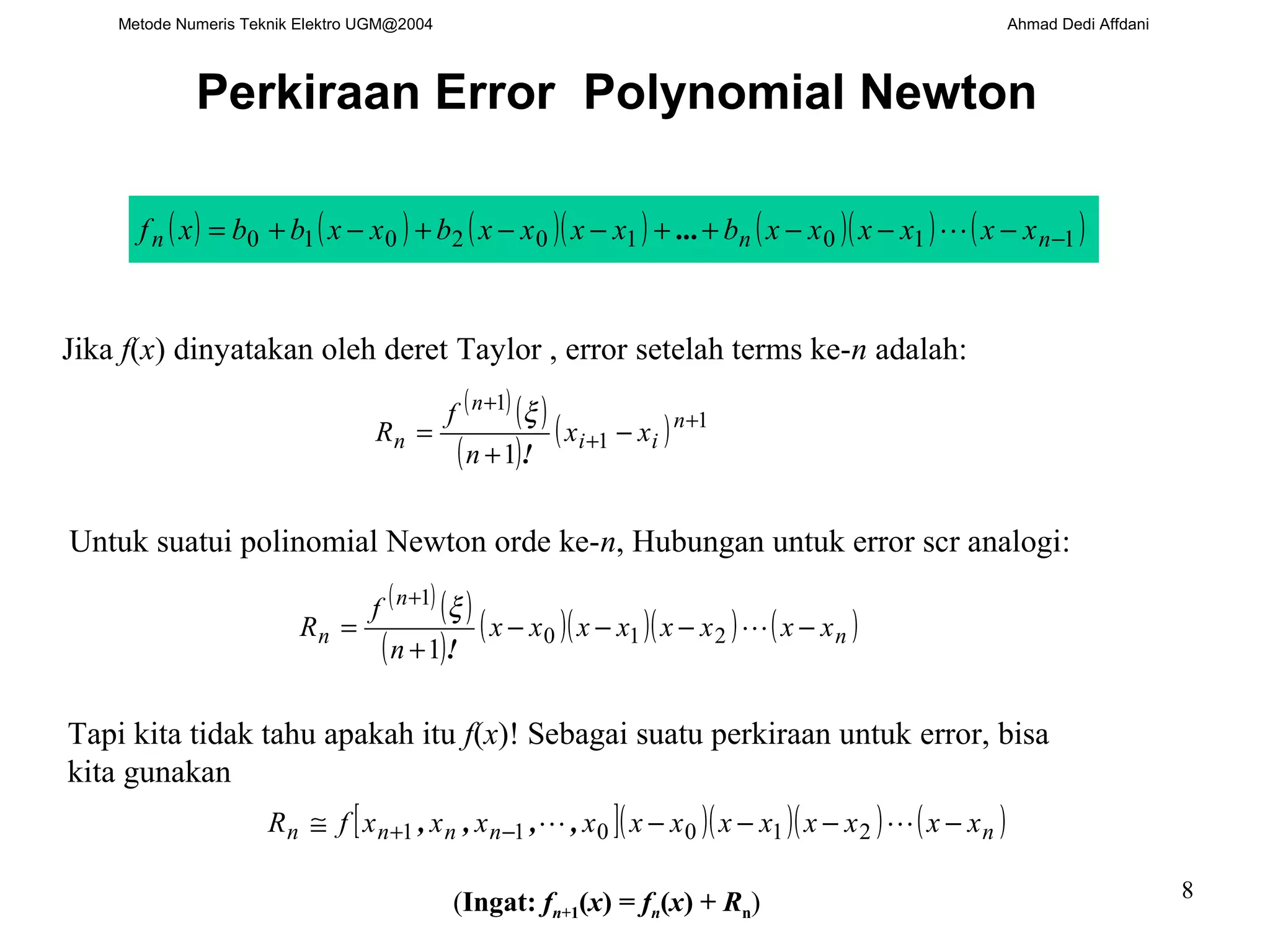 Bab 5 interpolasi newton lanjutan | PPT