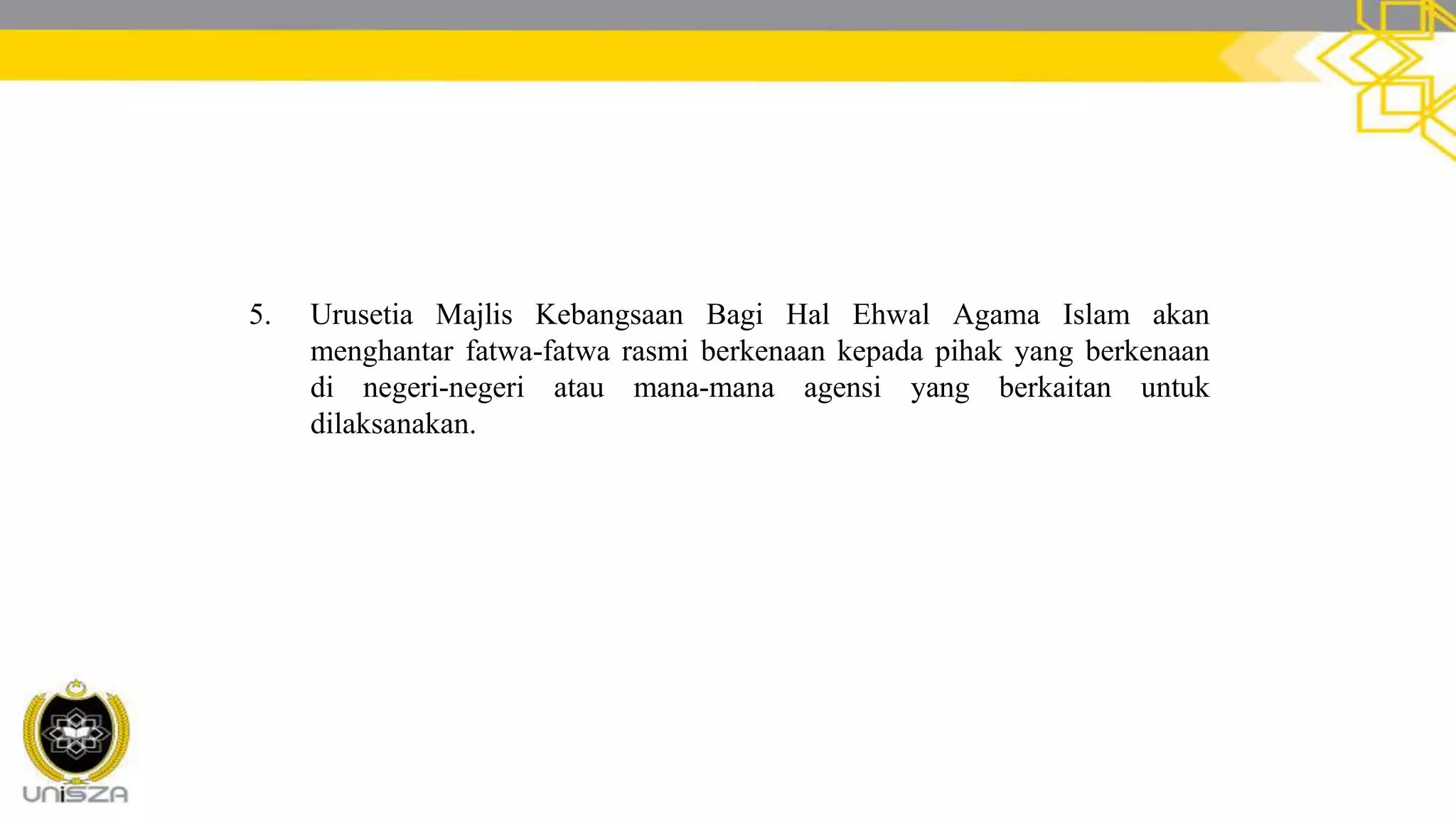 Bab 5 kedudukan dan kuasa raja dalam fatwa di malaysia | PPTX