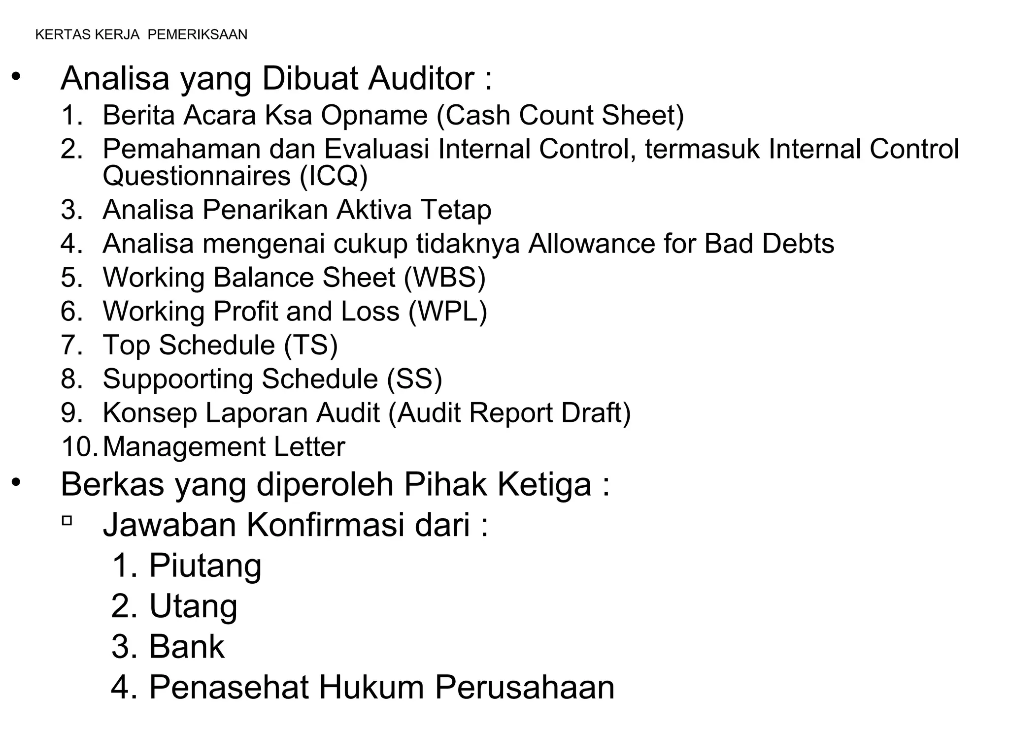 Bab 5 kertas kerja pemeriksaan | PPT