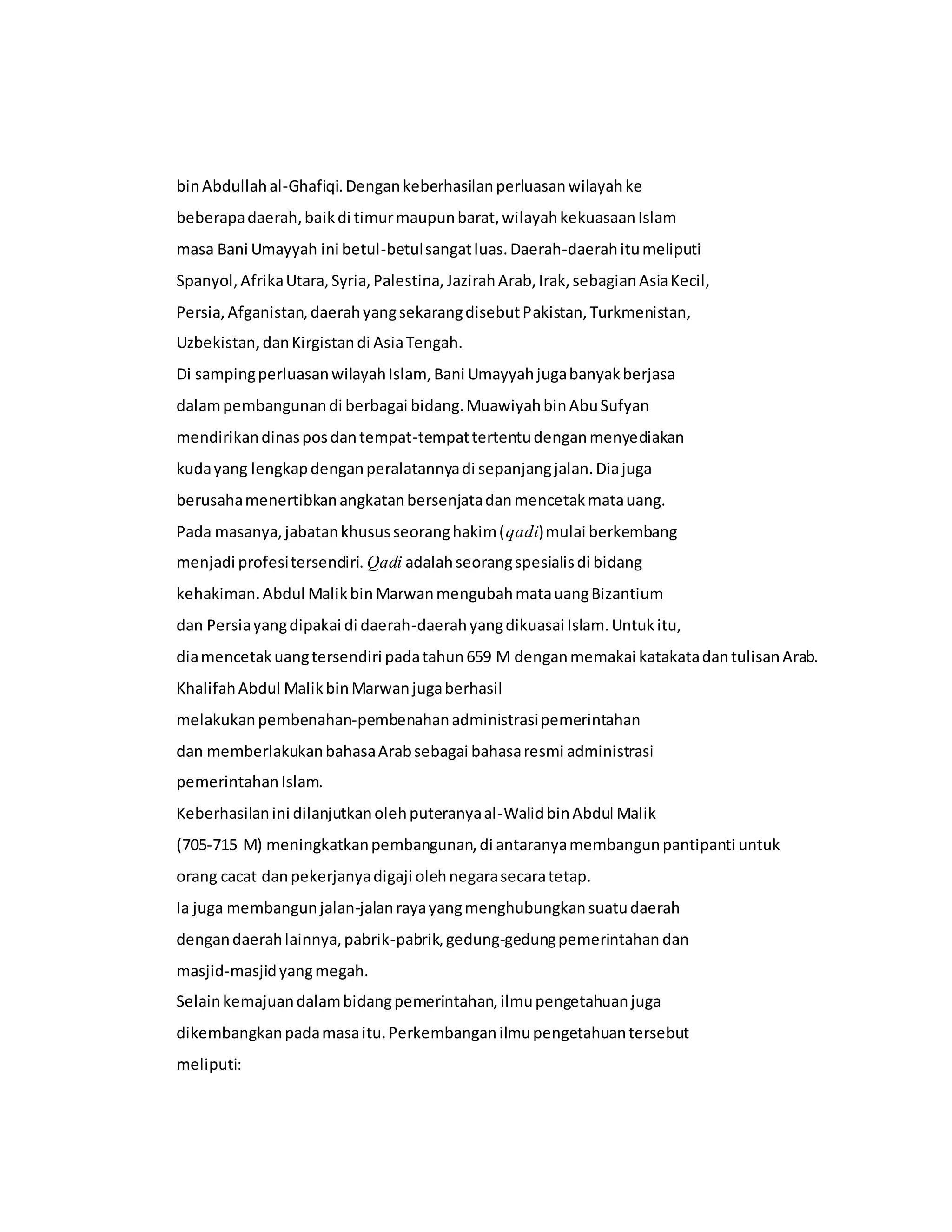 Bab 5 pertumbuhan lmu pengetahuan pada masa umayyah | PDF
