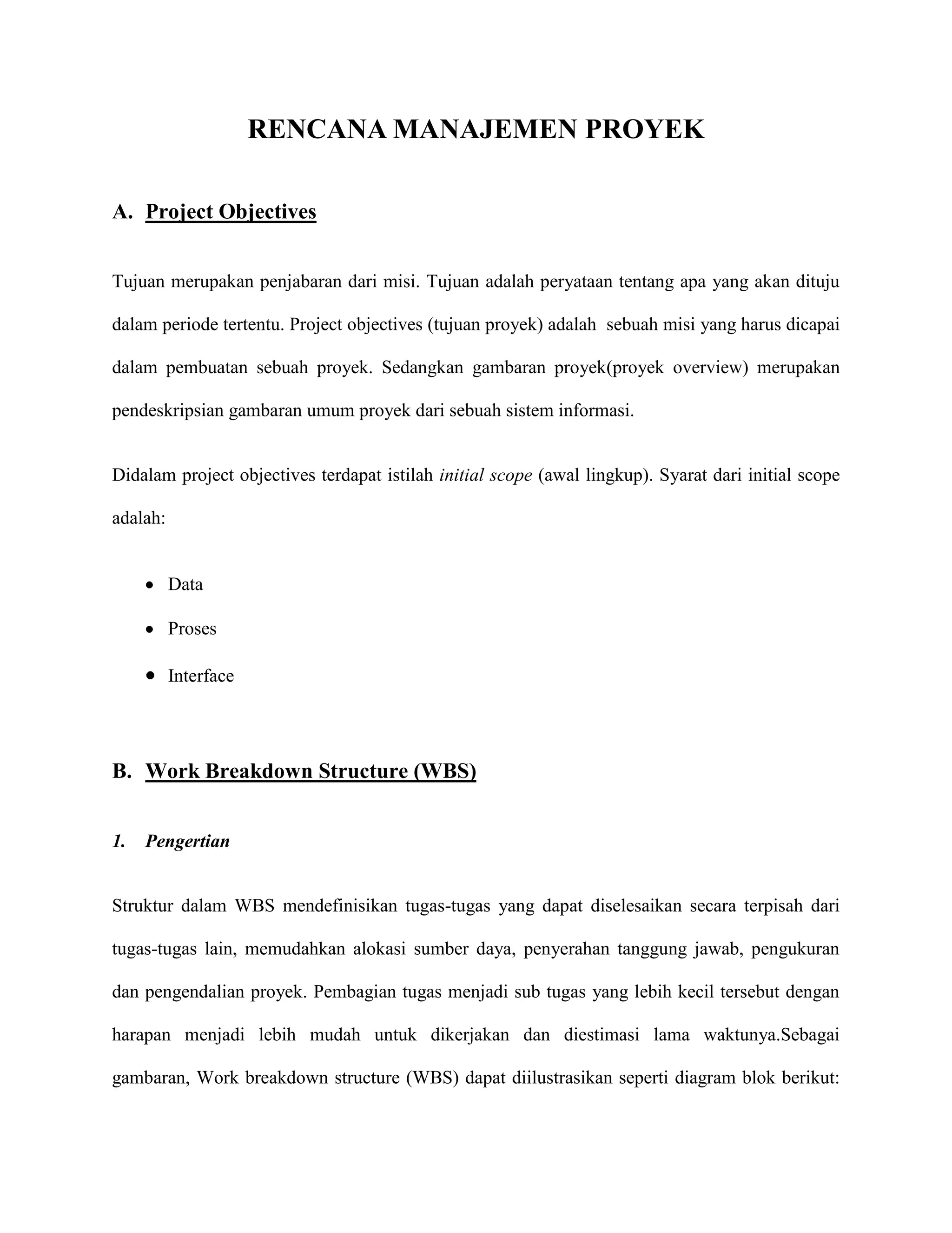 Bab 5 rencana manajemen proyek | DOCX