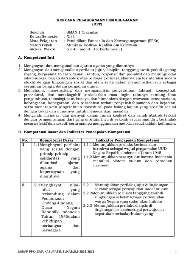 Bab 5 rpp ppkn sma kls xi menyiram indahnya keadilan & kedamaian | PDF