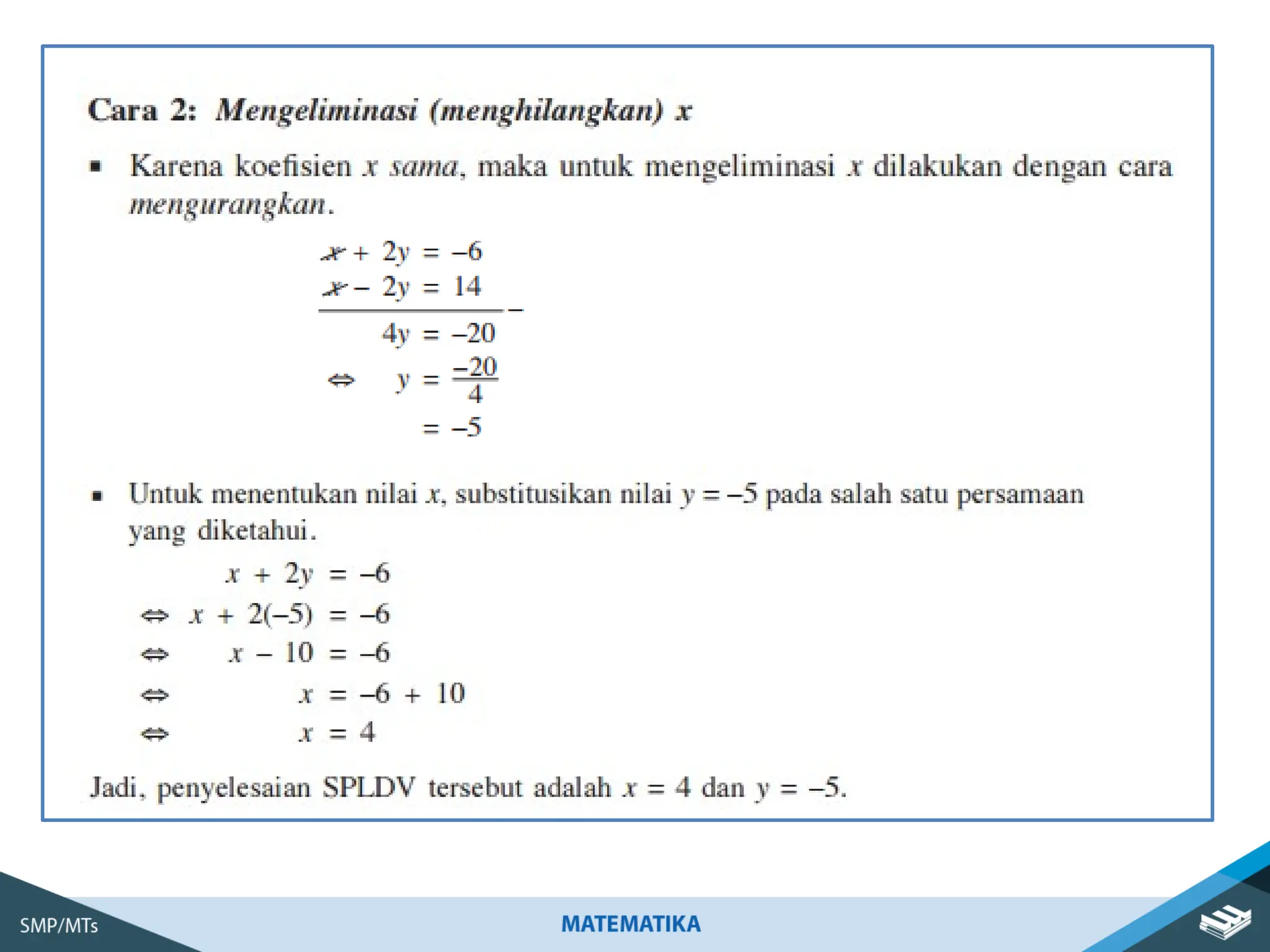 BAB 5 Sistem persamaan llinear dua variabel | PPTX