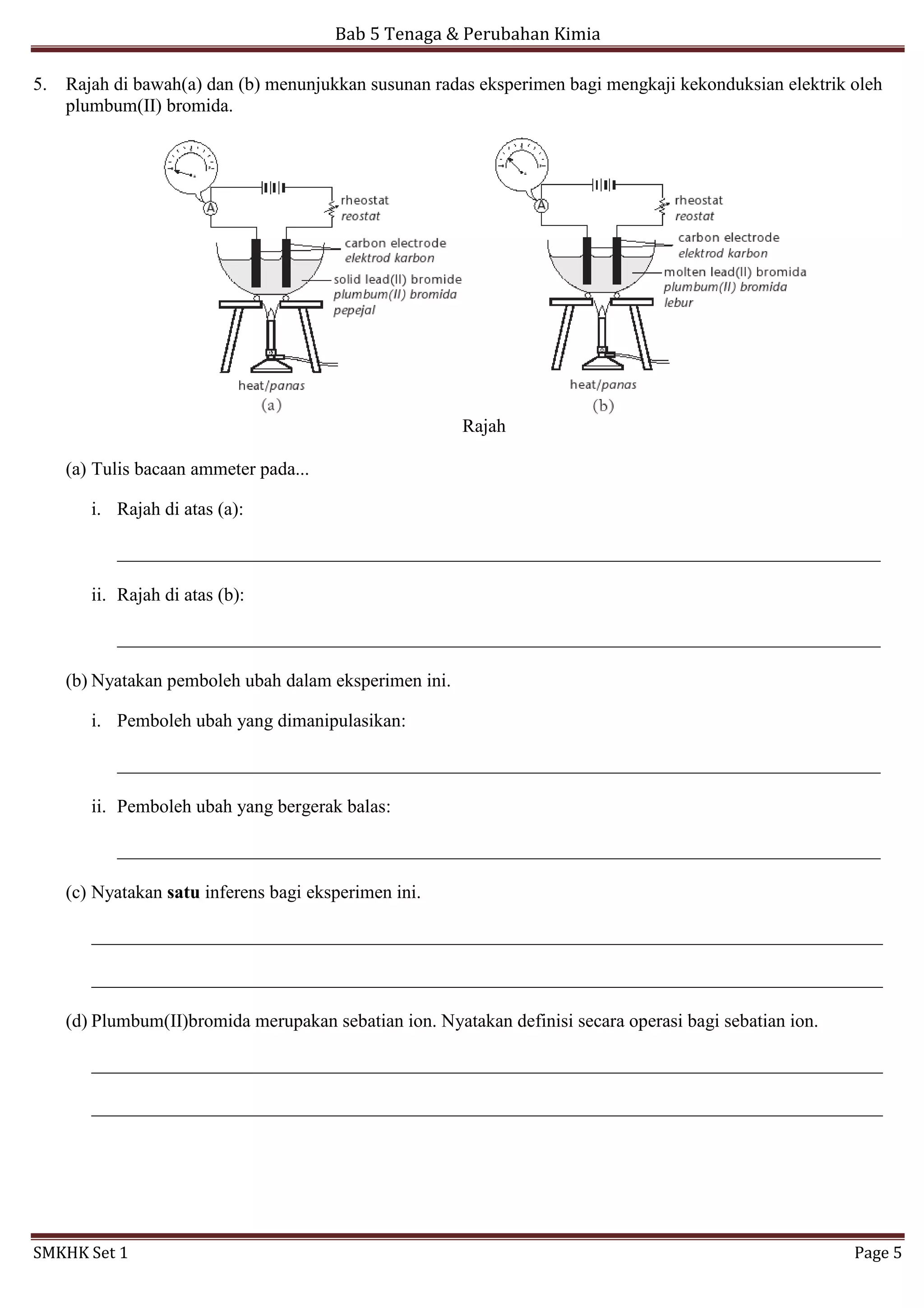 Bab 5 tenaga & perubahan kimia | PDF