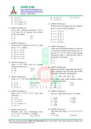 Bab 5 turunan (94 soal) | PDF