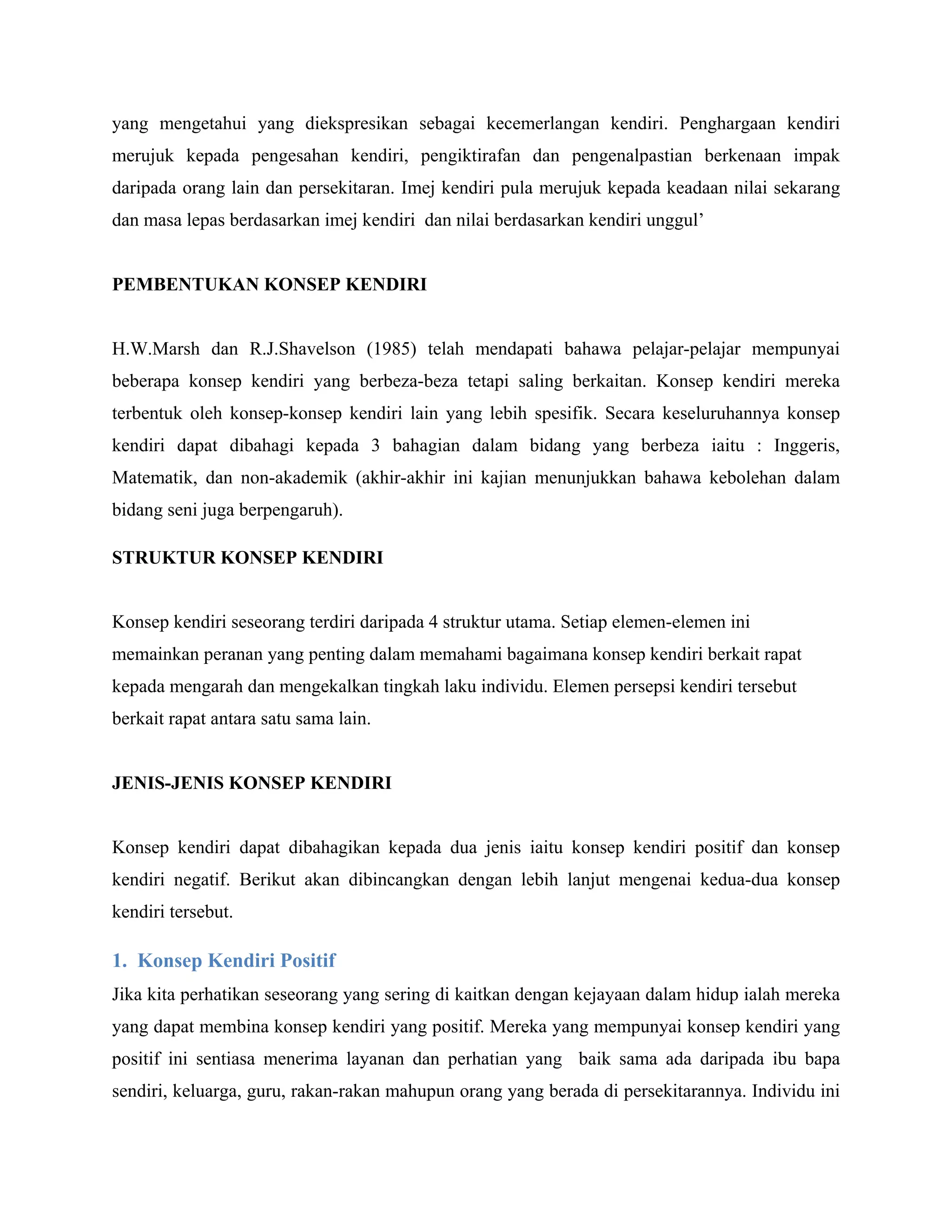 PENGERTIAN KONSEP KENDIRI | PDF