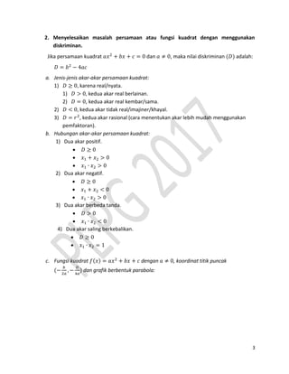 Bab 6. persamaan kuadrat (1) | PDF