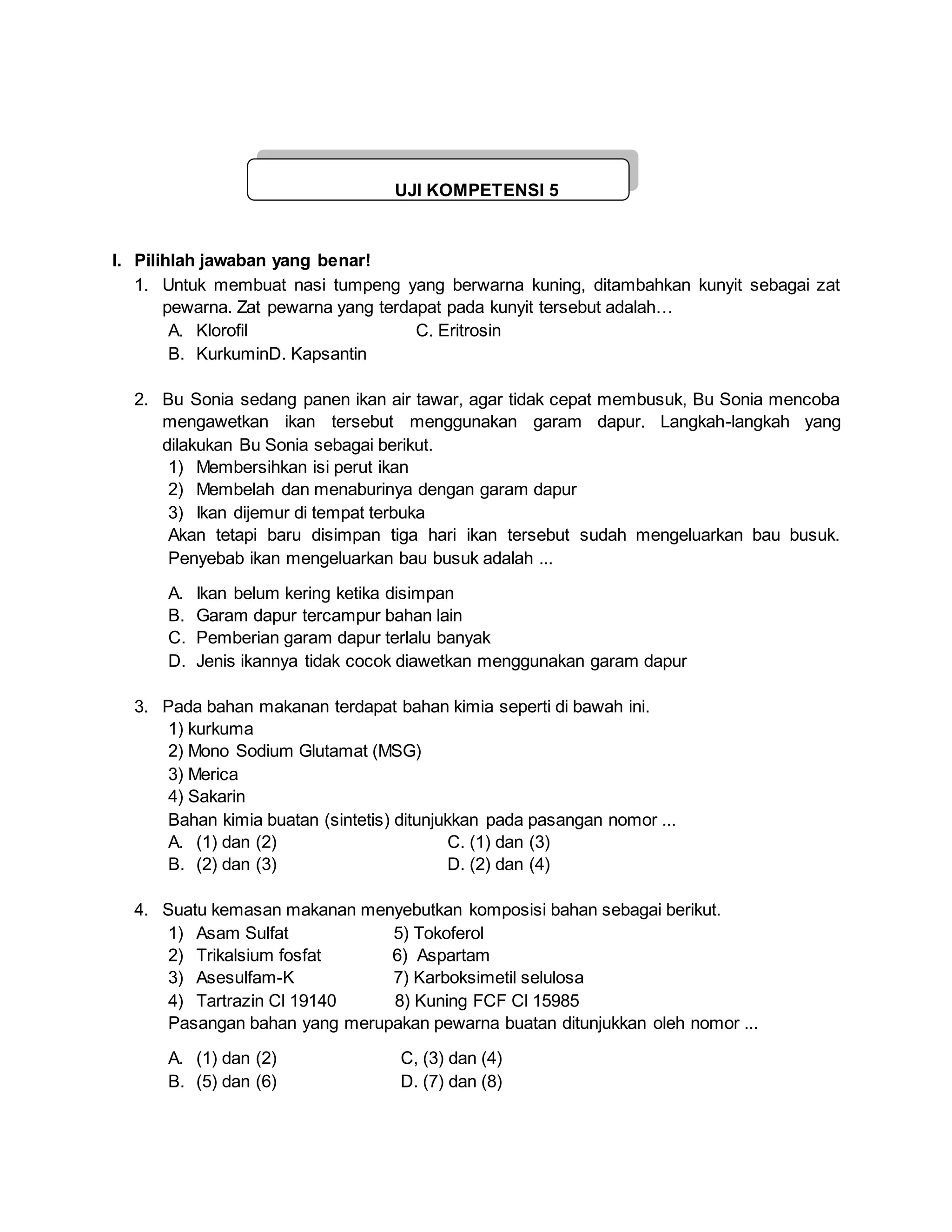 SOAL IPA SMP BAB6.ZAT ADITIF N ADIKTIF IPA8 S1.doc