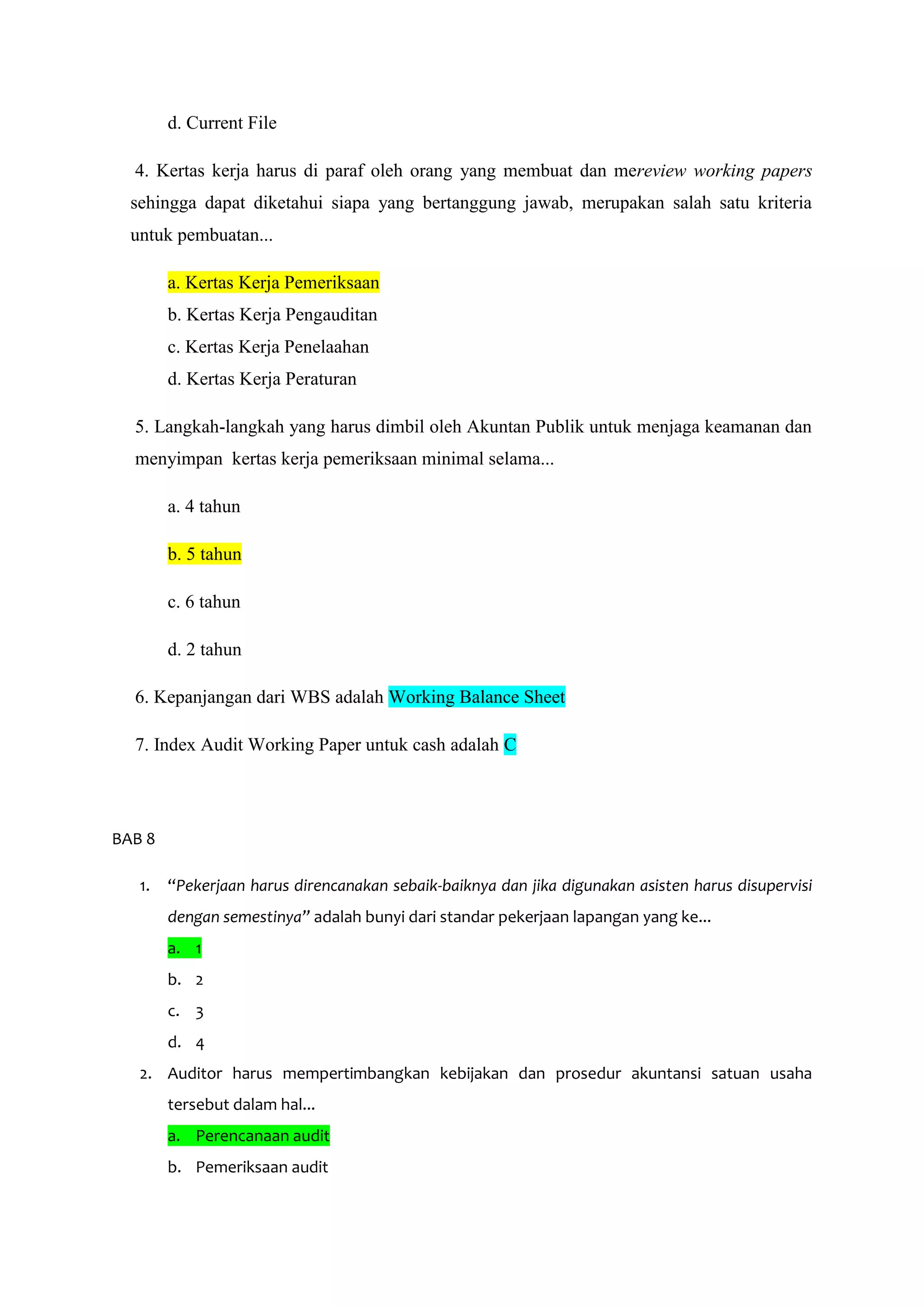 soal dan jawaban soal auditing | DOCX