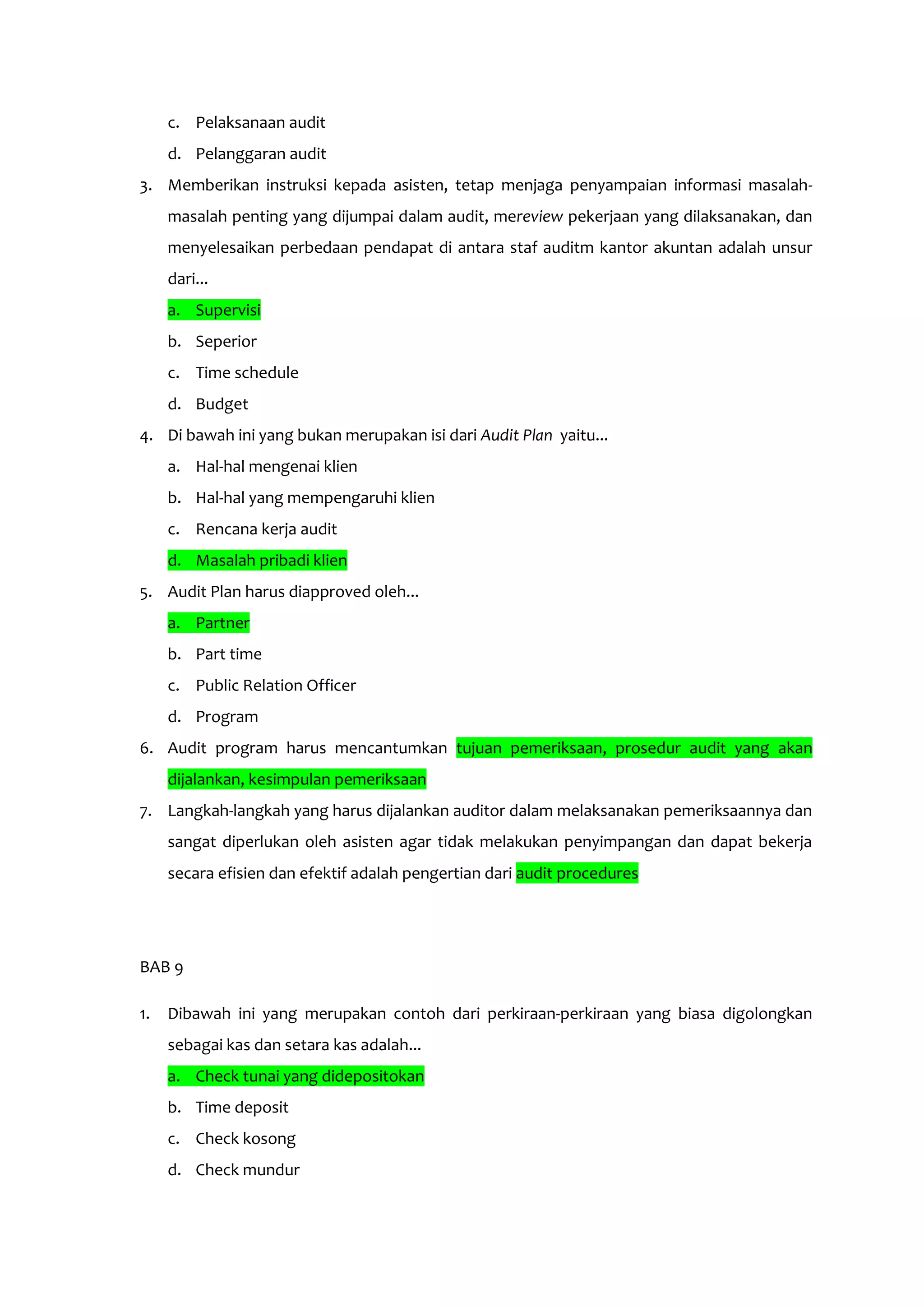 soal dan jawaban soal auditing | DOCX