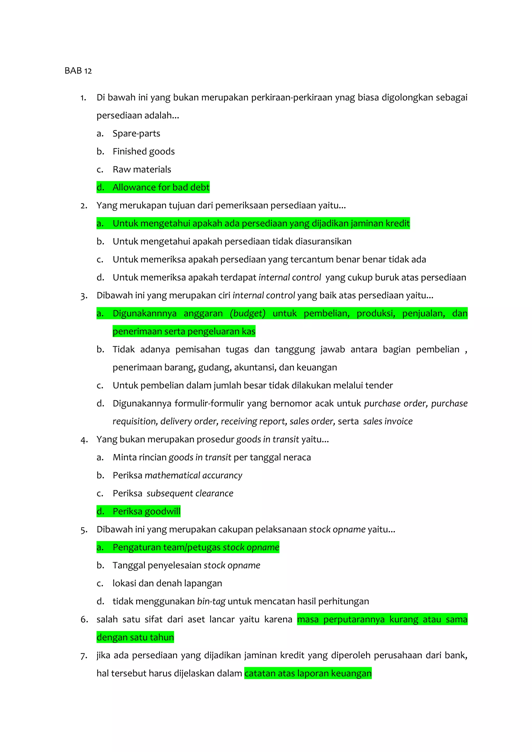 soal dan jawaban soal auditing | DOCX